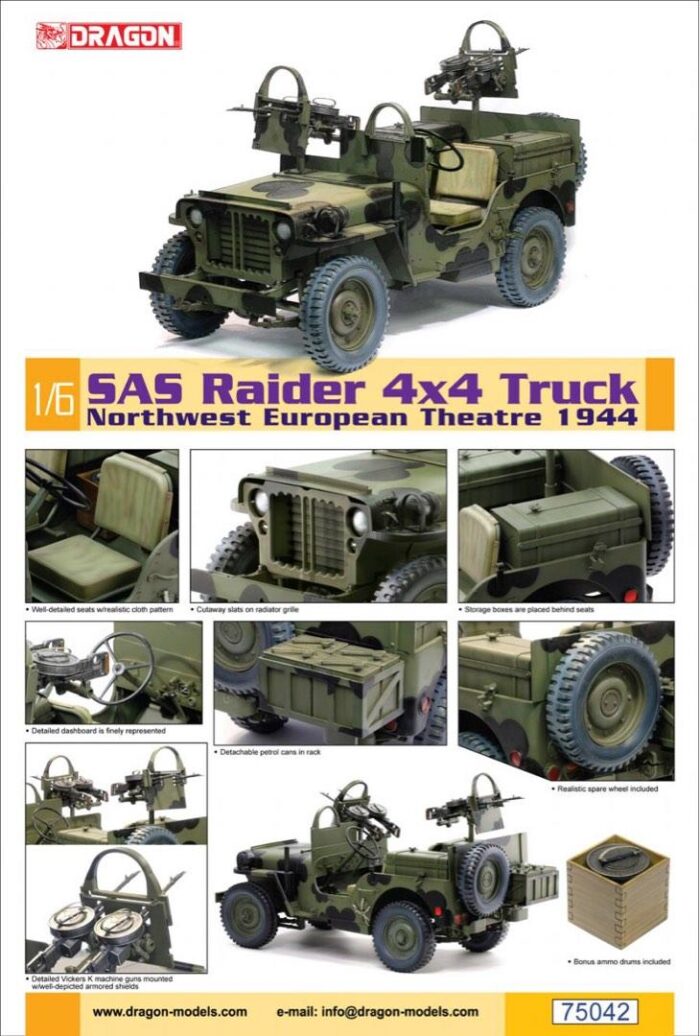 DRAGON 75042 1/6th SCALE SAS RAIDER JEEP TRUCK1944 NW EURO THEATRE ...